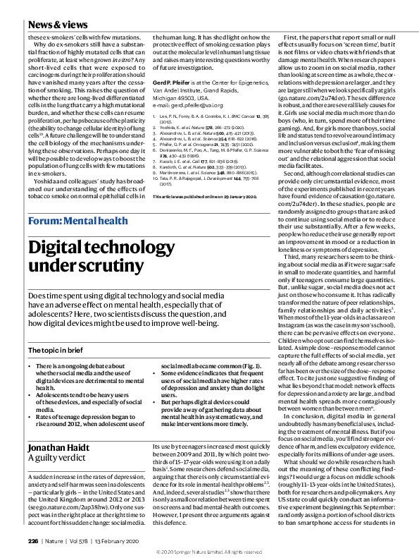 (PDF) Scrutinizing the effects of digital technology on mental health