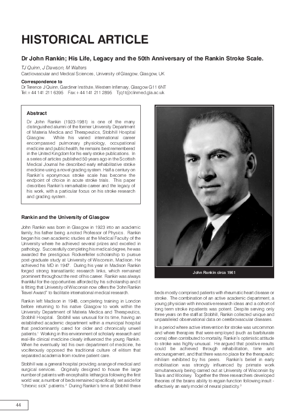 (PDF) Dr John Rankin; His Life, Legacy and the 50th Anniversary of the ...