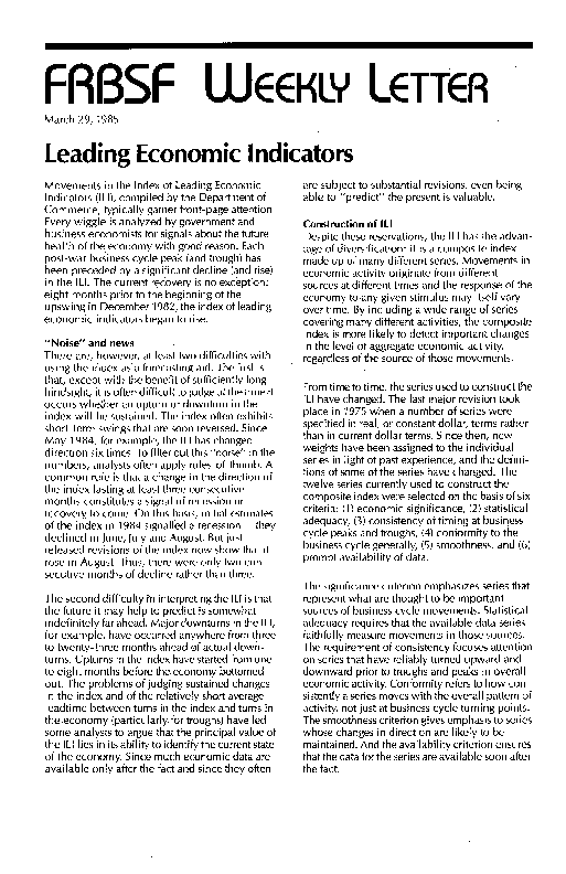 (PDF) Leading economic indicators