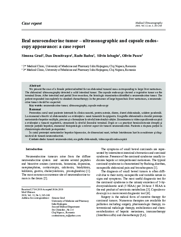 (PDF) Ileal neuroendocrine tumor ultrasonographic and capsule endos-copy appearance: a case report