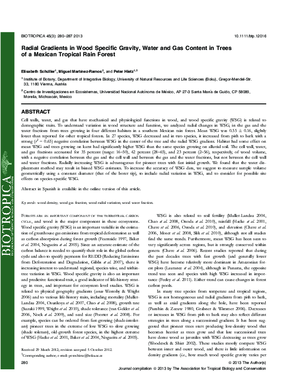 (PDF) Radial Gradients in Wood Specific Gravity, Water and Gas Content ...