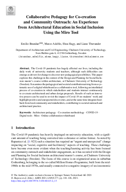 (PDF) Collaborative Pedagogy for Co-creation and Community Outreach: An ...