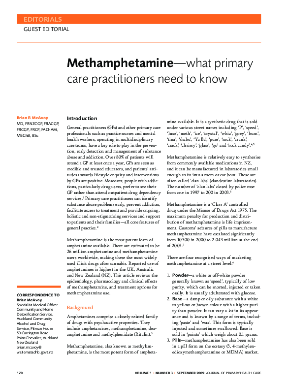 (PDF) Methamphetamine: A Guide for Primary Care