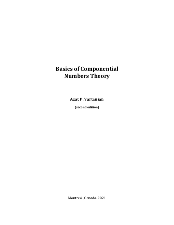 (PDF) Advancements in Componential Numbers Theory