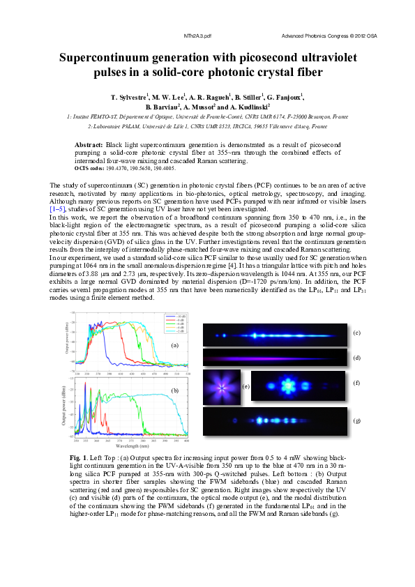 (PDF) Supercontinuum generation with picosecond ultraviolet pulses in a solid-core photonic ...