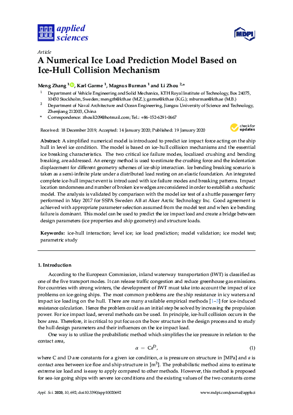 (PDF) A Numerical Ice Load Prediction Model Based on Ice-Hull Collision ...