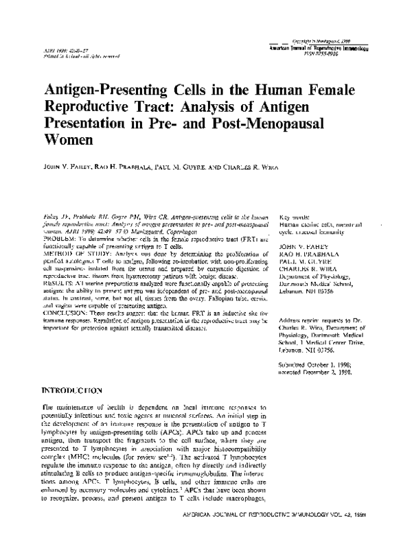 (PDF) Antigen-Presenting Cells in the Human Female Reproductive Tract: Analysis of Antigen ...