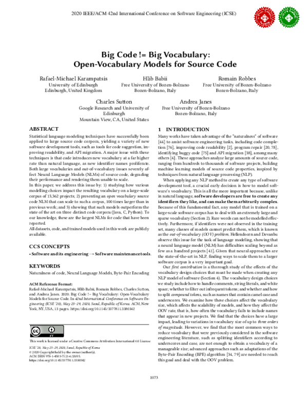 (PDF) Big code != big vocabulary