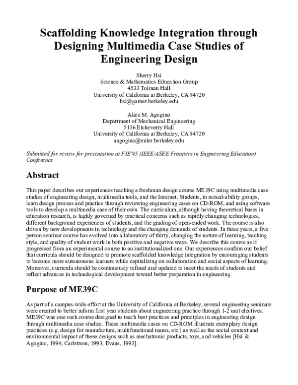 (PDF) Scaffolding knowledge integration through designing multimedia case studies of engineering ...
