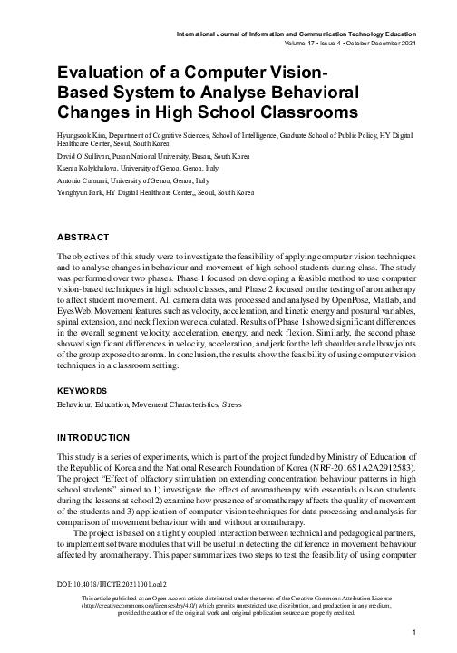 (PDF) Evaluation of a Computer Vision-Based System to Analyse ...