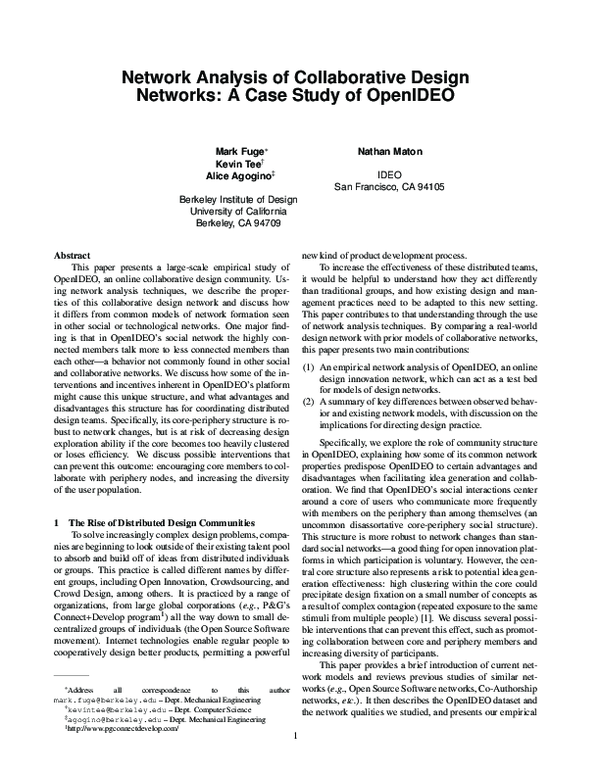 (PDF) Analysis of Collaborative Design Networks: A Case Study of OpenIDEO