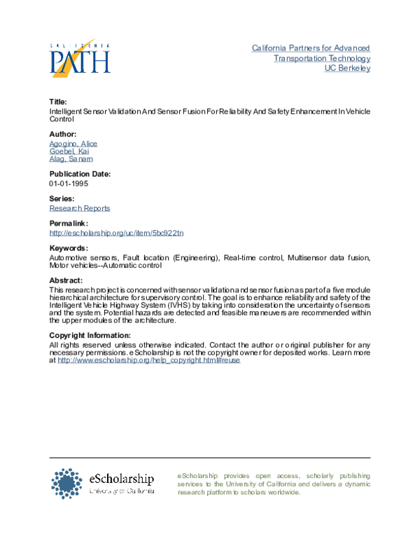 (PDF) Intelligent Sensor Validation and Sensor Fusion for Reliability and Safety Enhancement in ...
