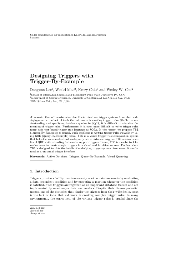 (PDF) Designing Triggers with Trigger-By-Example