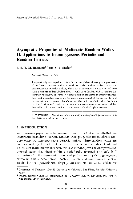 (PDF) Asymptotic properties of multistate random walks. II ...
