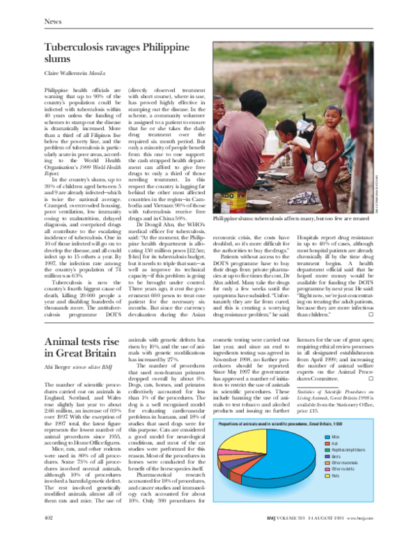 (PDF) Tuberculosis ravages Philippine slums