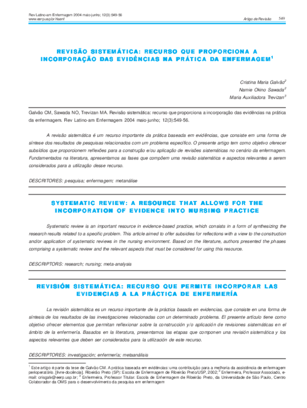 (PDF) [Systematic review: a resource that allows for the incorporation ...