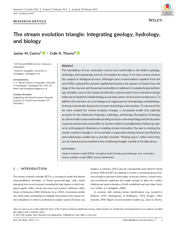 (PDF) The stream evolution triangle: Integrating geology, hydrology ...