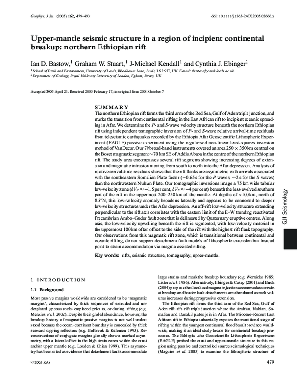 (PDF) Upper-mantle seismic structure in a region of incipient ...