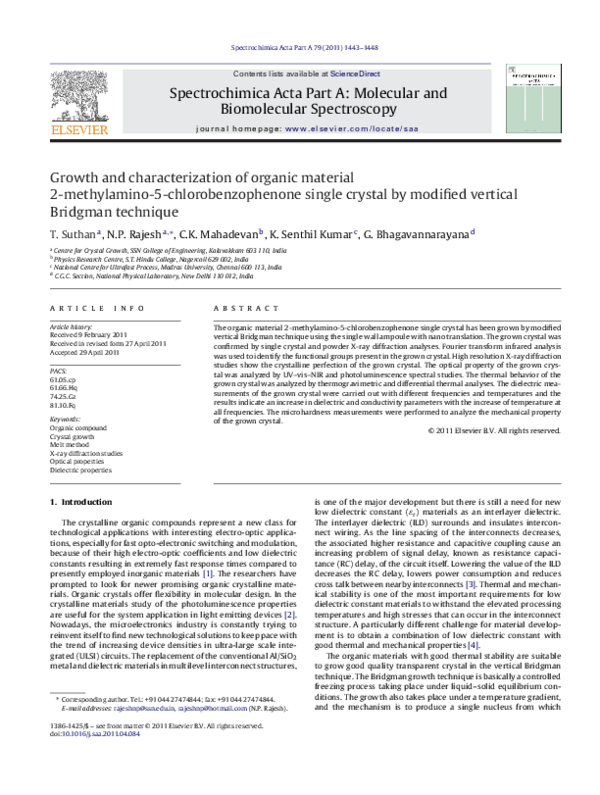 (PDF) Growth and characterization of organic material 2-methylamino-5 ...