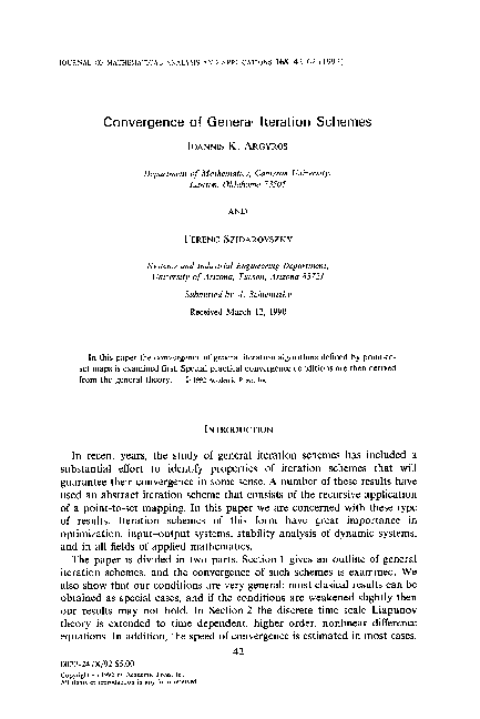 Pdf Convergence Of General Iteration Schemes