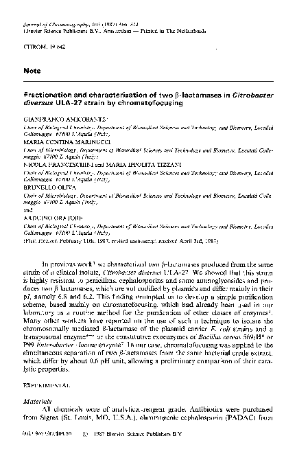 (PDF) Fractionation and characterization of two β-lactamases in ...