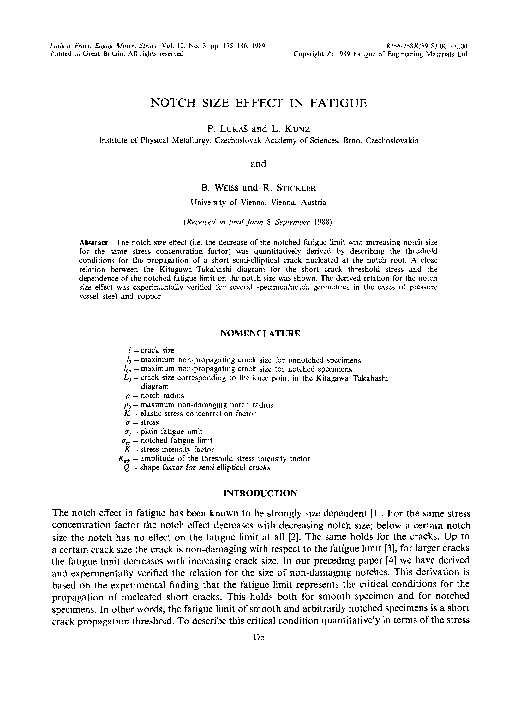 (PDF) Notch Size Effect in Fatigue