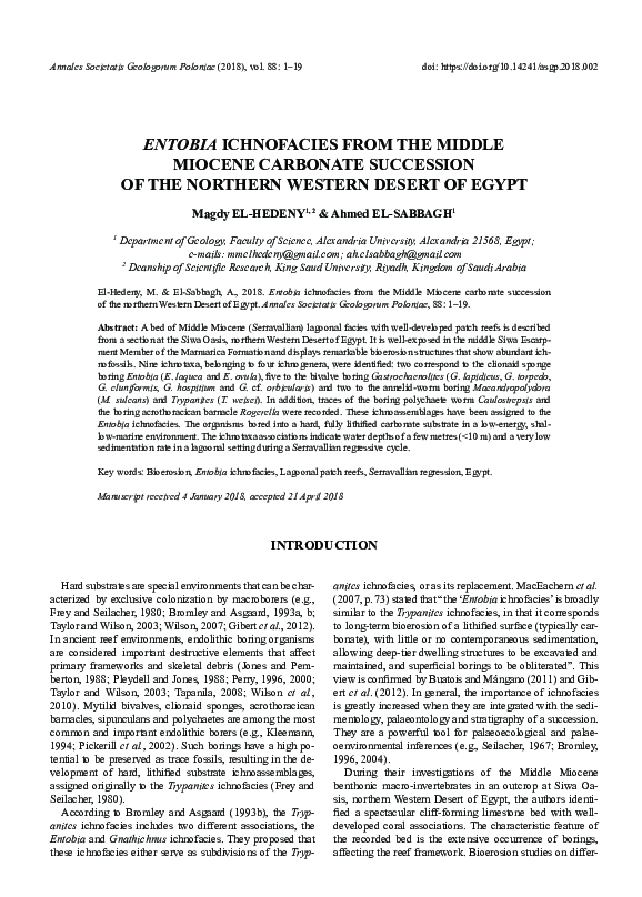 (PDF) Entobia ichnofacies from the Middle Miocene carbonate succession ...