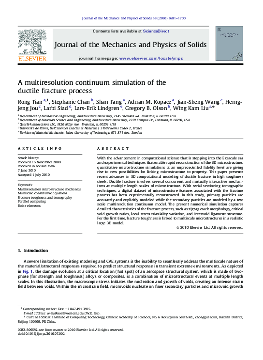 (PDF) A multiresolution continuum simulation of the ductile fracture process | Jian-Sheng Wang ...