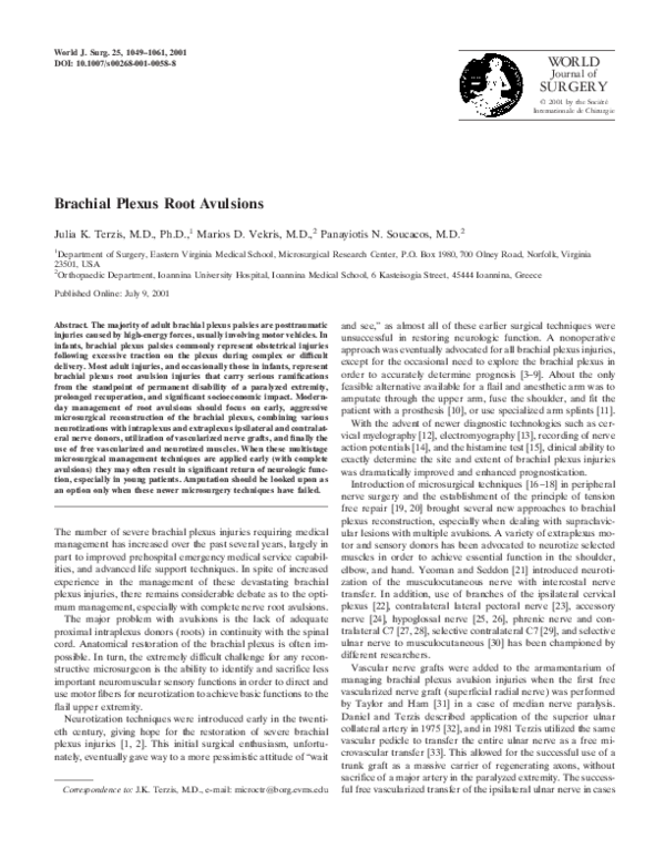 Pdf Brachial Plexus Root Avulsions