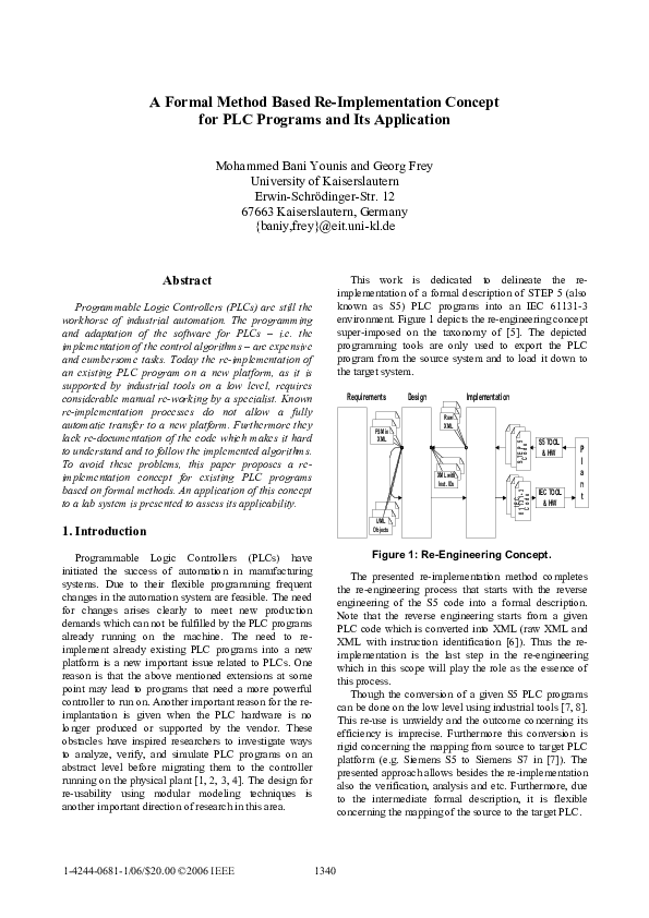 (PDF) A Formal Method Based Re-Implementation Concept for PLC Programs ...
