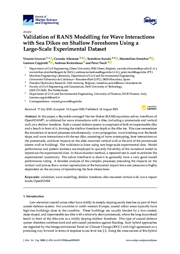 (PDF) Validation of RANS Modelling for Wave Interactions with Sea Dikes ...