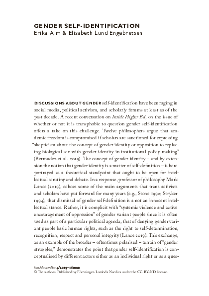 (PDF) Gender Self-identification