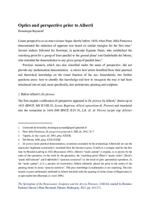 (PDF) Optics and Perspective Prior to Alberti / Ottica e prospettiva ...