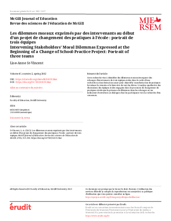 (PDF) Les dilemmes moraux exprimés par des intervenants au début d’un ...