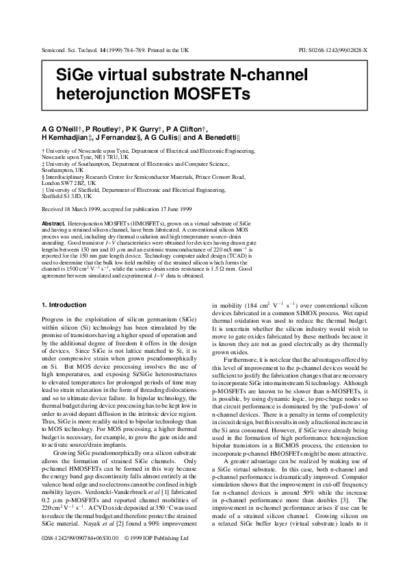(PDF) SiGe virtual substrate N-channel heterojunction MOSFETs