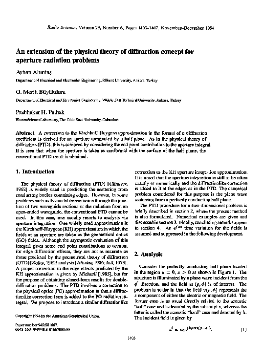 (PDF) An extension of the physical theory of diffraction concept for ...