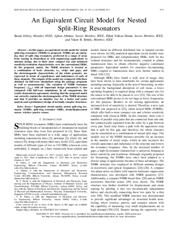 (PDF) An Equivalent Circuit Model for Nested Split-Ring Resonators