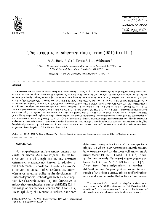 (PDF) The structure of silicon surfaces from (001) to (111)