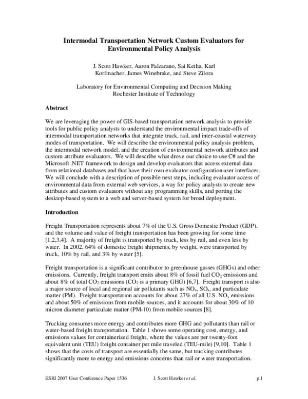 (PDF) GIS Tools for Intermodal Transportation Impact