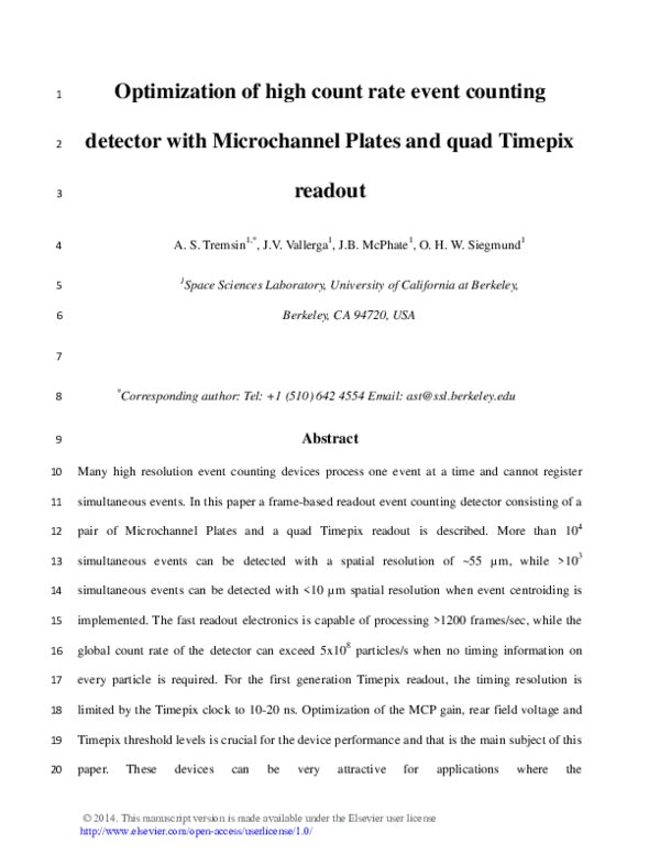 (PDF) Optimization of high count rate event counting detector with ...