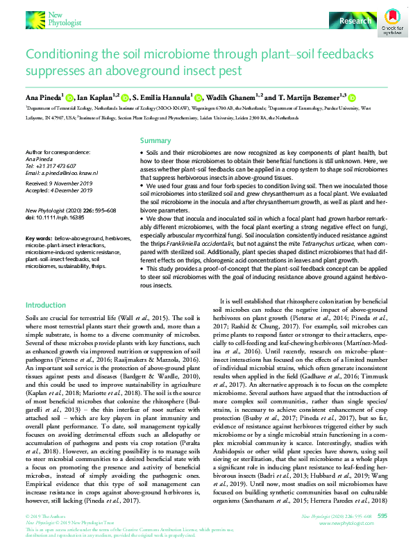 (PDF) Conditioning the soil microbiome through plant‐soil feedbacks ...