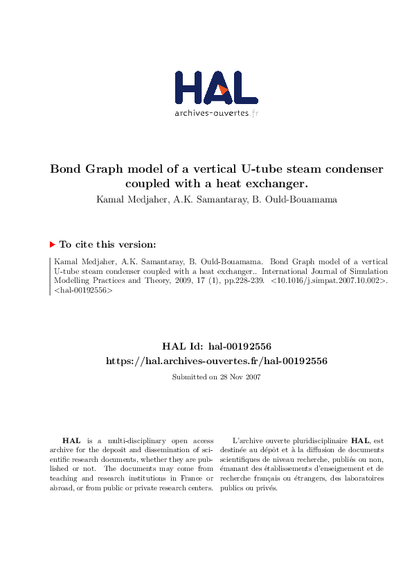 (PDF) Bond graph model of a vertical U-tube steam condenser coupled ...