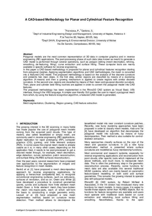 (PDF) A CAD-based Methodology for Planar and Cylindrical Feature ...