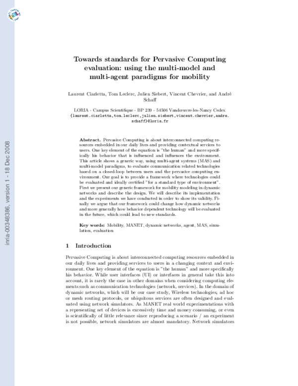 (PDF) Towards standards for Pervasive Computing evaluation: using the multi-model and multi ...