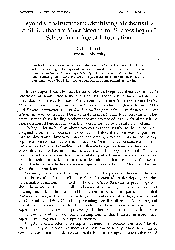 (PDF) Beyond constructivism: Identifying mathematical abilities that are most needed for success ...