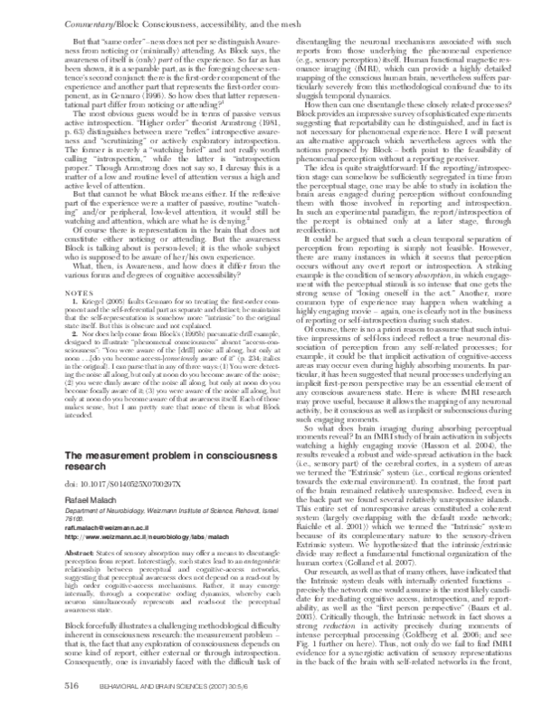 (PDF) The measurement problem in consciousness research