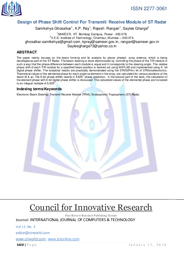 (PDF) Design of Phase Shift Control For Transmit/Receive Module of ST Radar