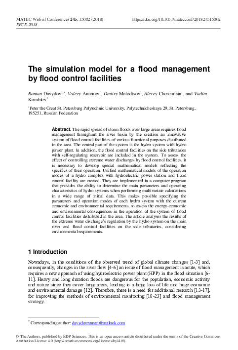 (PDF) The simulation model for a flood management by flood control ...