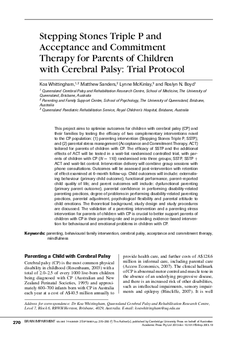 (PDF) Stepping Stones Triple P and Acceptance and Commitment Therapy ...