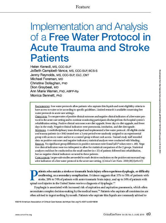 (PDF) Implementation and Analysis of a Free Water Protocol in Acute ...